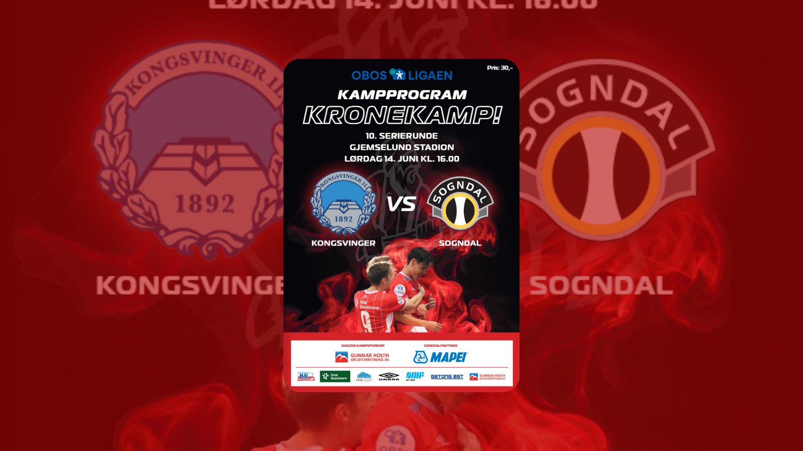 Programblad for Kronekampen! / Kongsvinger